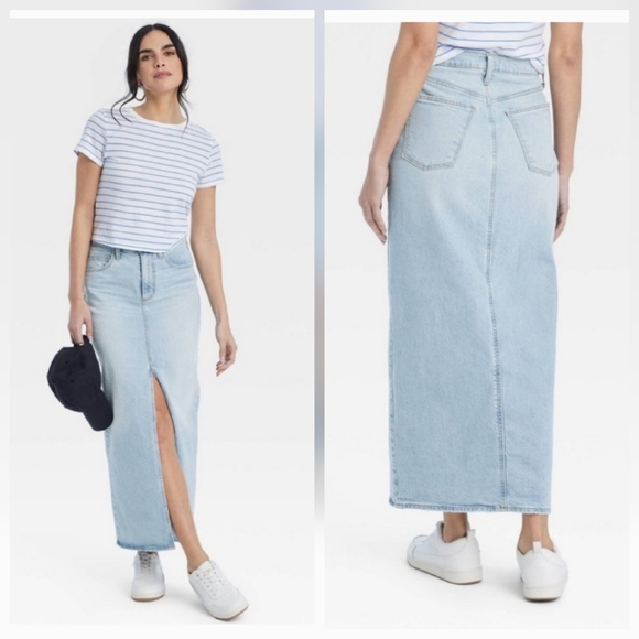 Universal Thread | Skirts | New Universal Thread Light Wash Maxi Denim Skirt Multiple Sizes ...